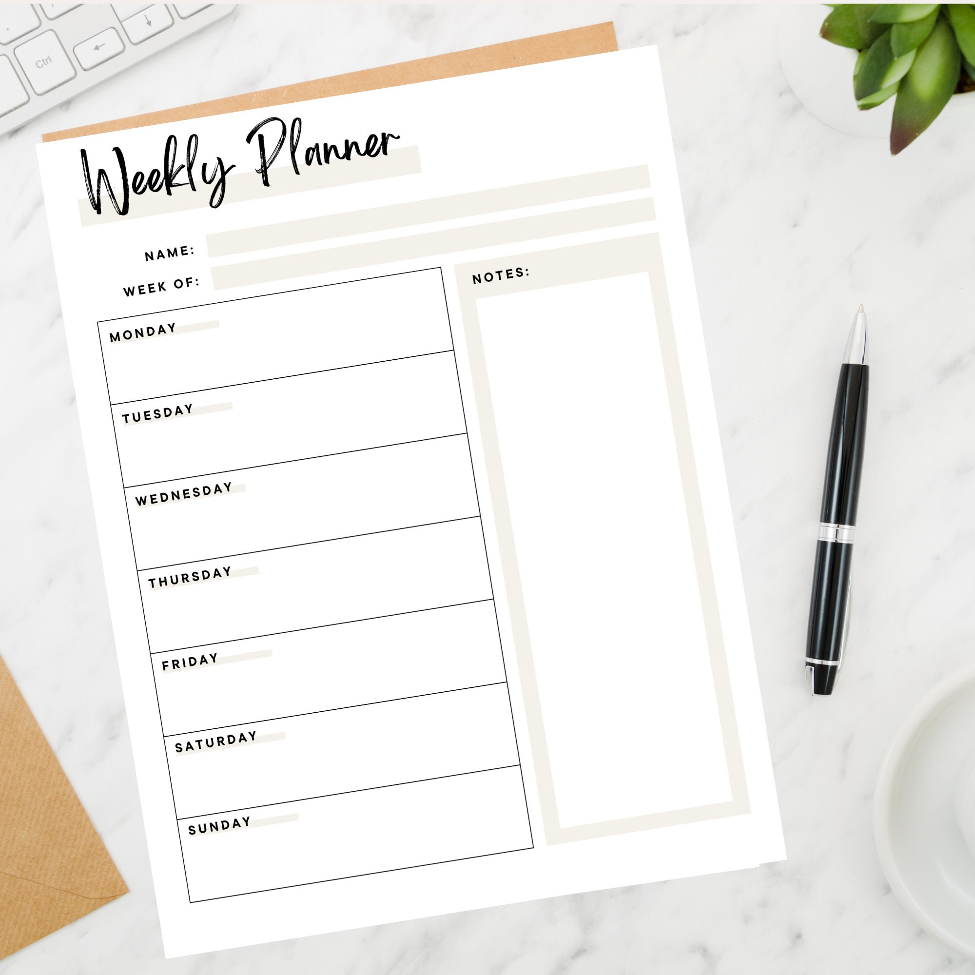 Printable Planner Templates Bundle 5 Designs Digital PDF Files Instant ...