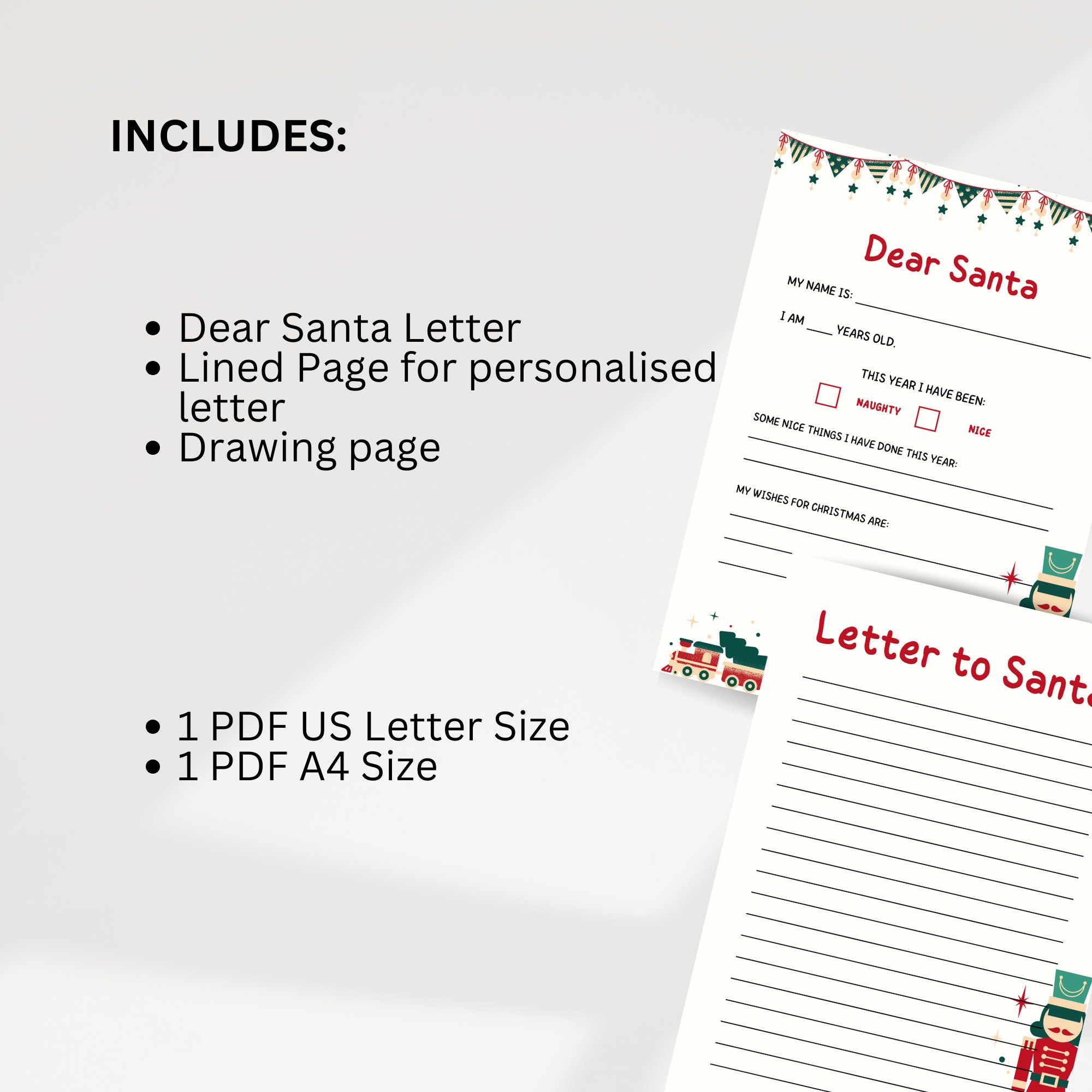 Printable Letter to Santa Bundle | Christmas Dear Santa Letter for Kids ...