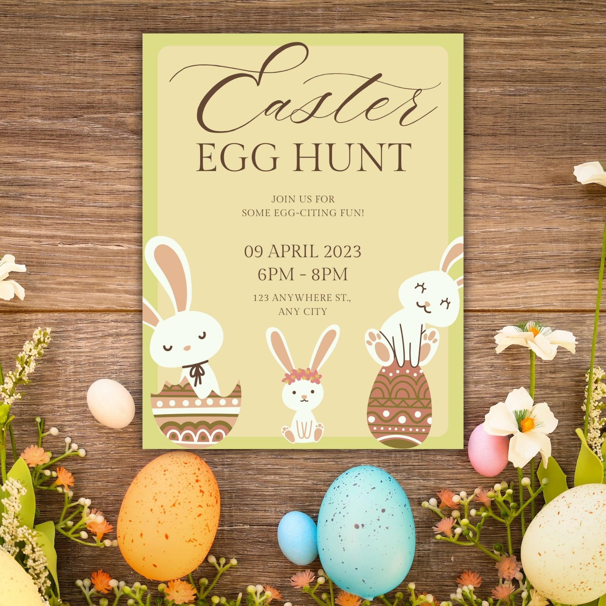 Editable Easter Egg Hunt Flyer Template, Easter Bunny Flyer, Egg Hunt ...