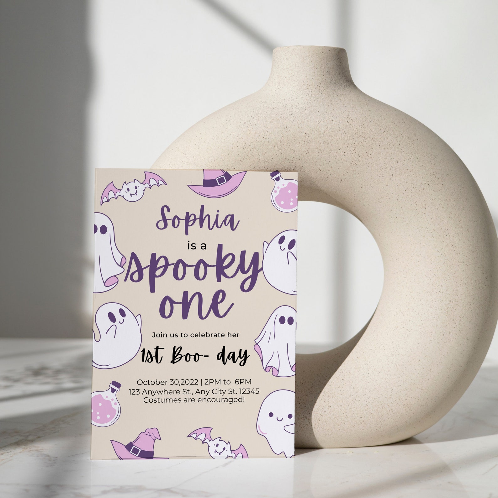 Editable 'spooky One' Invitation Template Halloween Birthday Invite ...