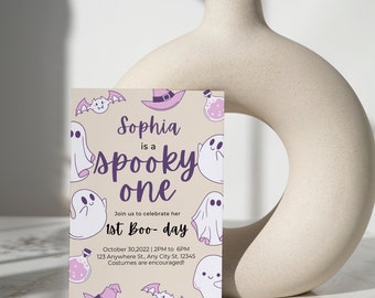 Editable Pastel Spooky One Invitation Template - Etsy