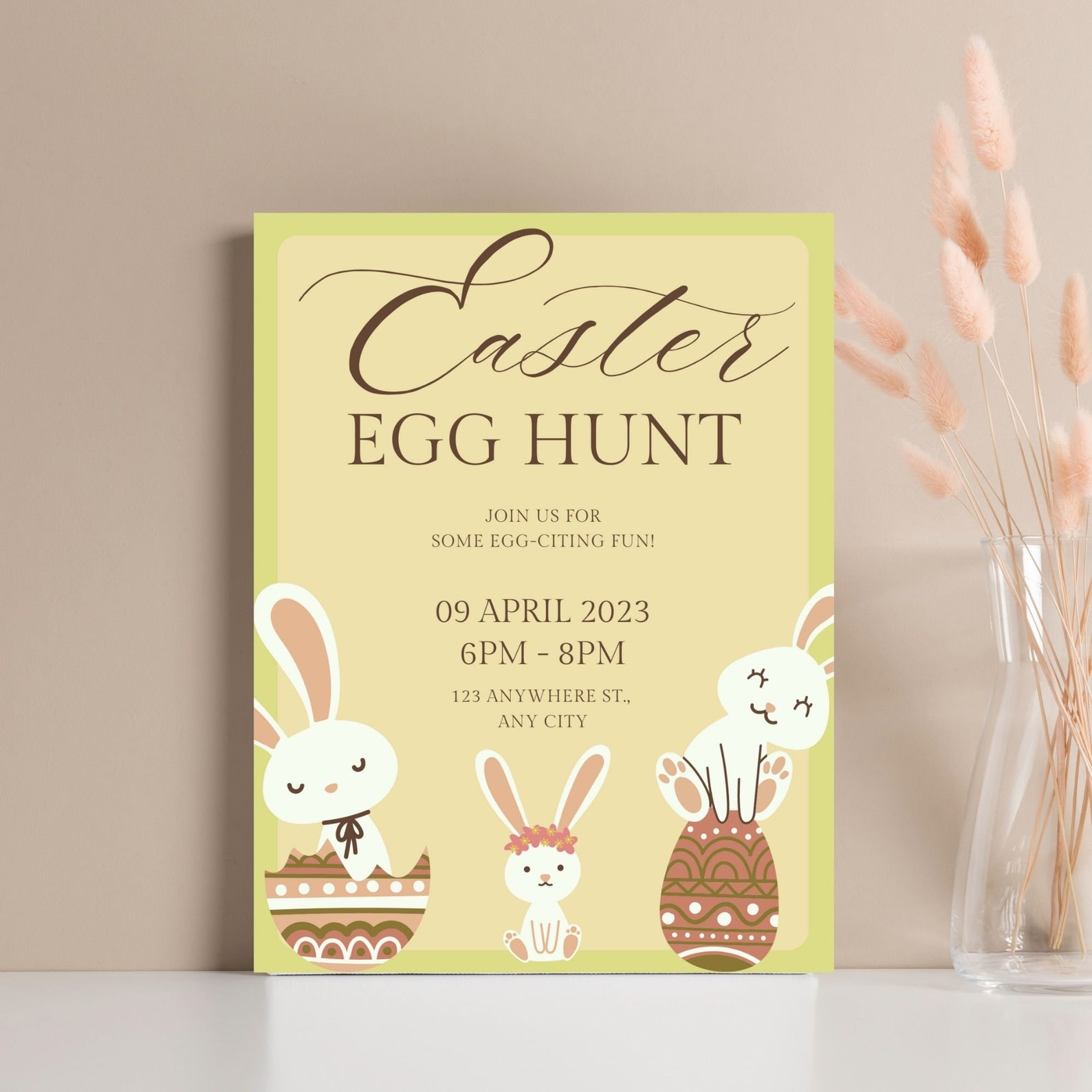 Editable Easter Egg Hunt Flyer Template, Easter Bunny Flyer, Egg Hunt ...