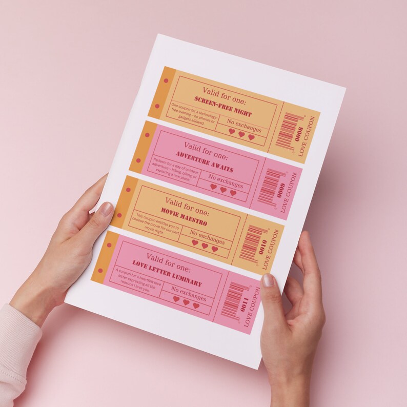 Printable Love Coupons for Couples | Love Coupon Book | Valentine's Day ...