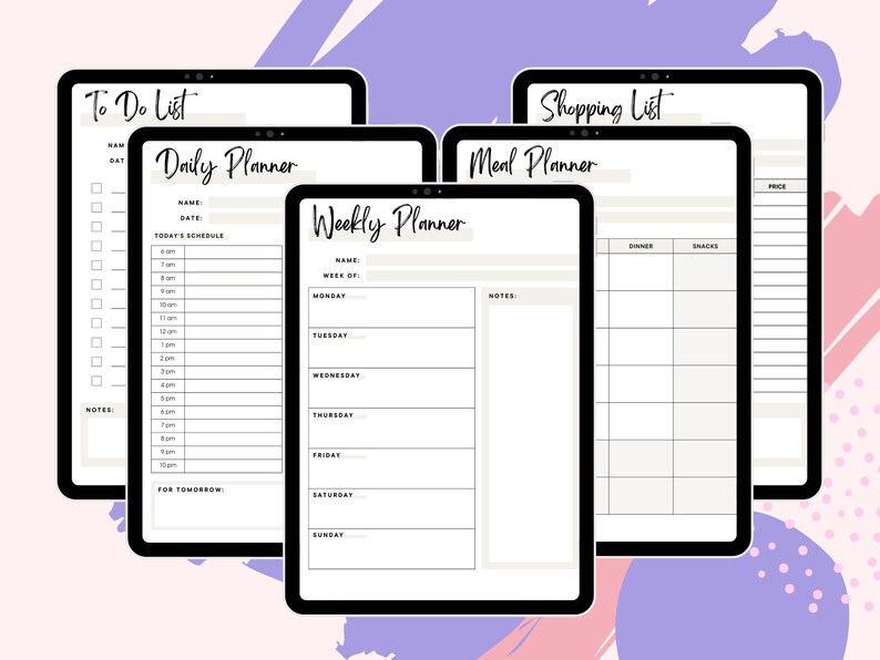 Printable Planner Templates Bundle 5 Designs Digital PDF - Etsy