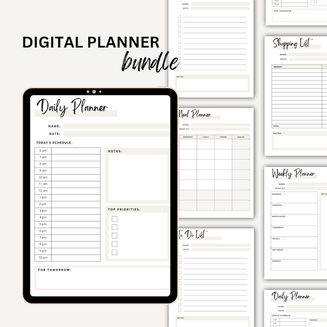 Printable Planner Templates Bundle | 5 Designs | Digital PDF Files ...