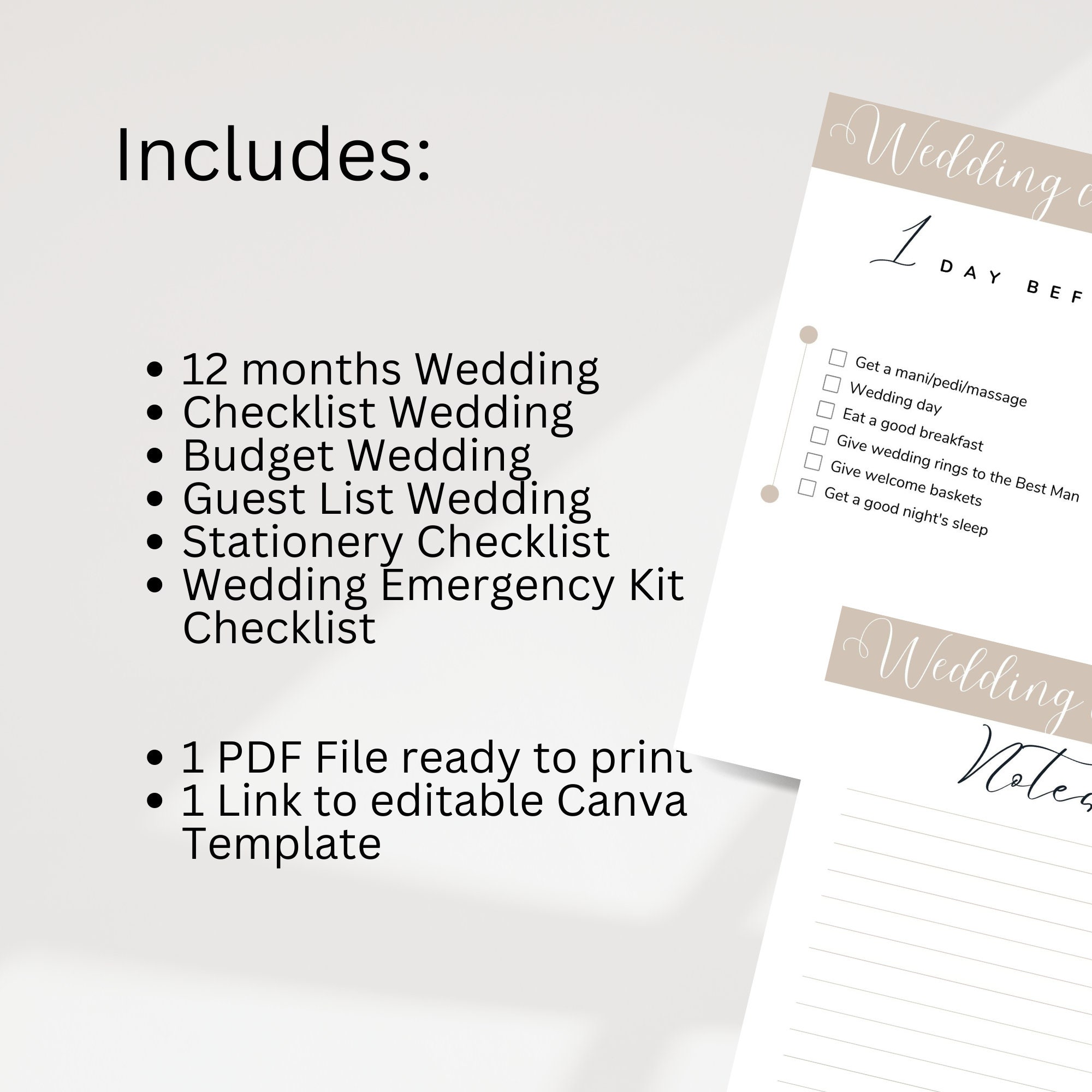 Printable Wedding Planning Checklist Wedding Checklist Customizable ...
