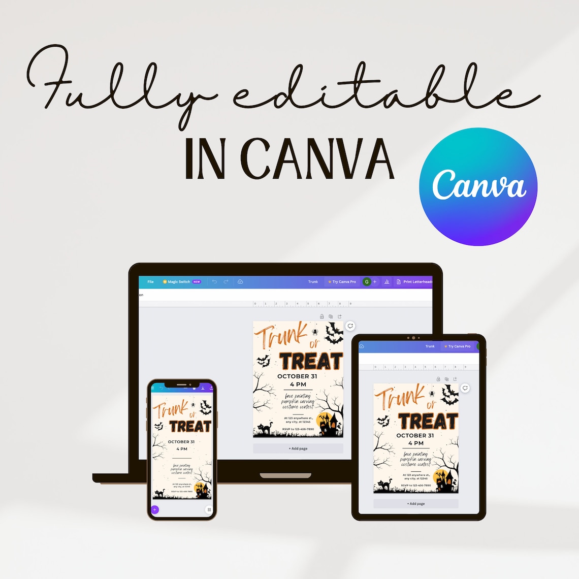 Editable Trunk or Treat Flyer Set | Fall Festival Flyer | Halloween ...