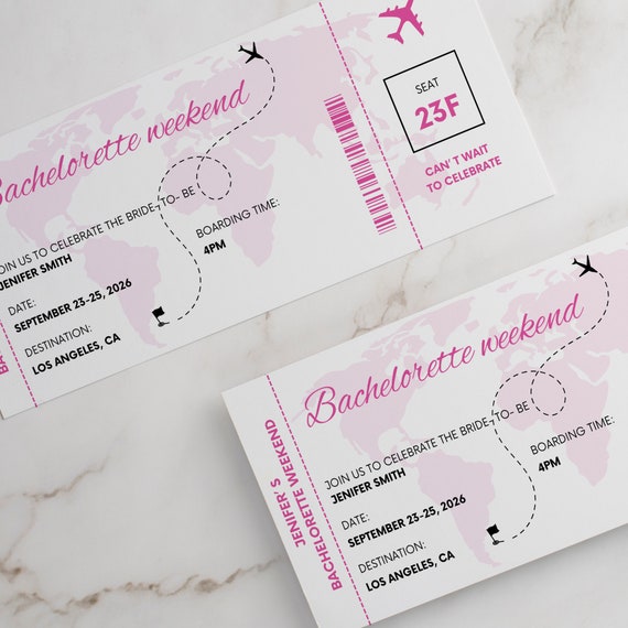 Pink Boarding Pass Invite Template
