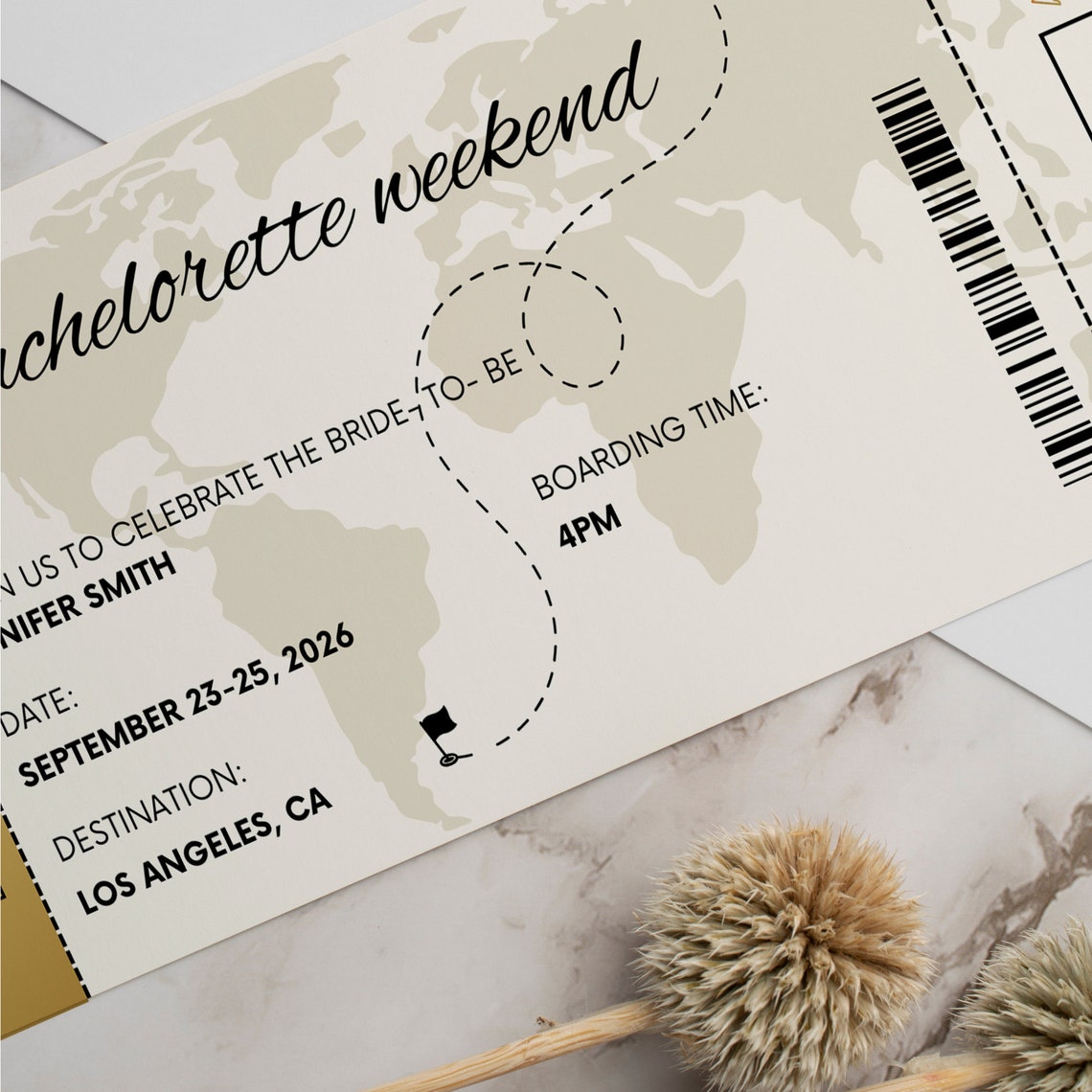 Customisable Boarding Pass Bachelorette Invitation | Stylish Hen Party ...