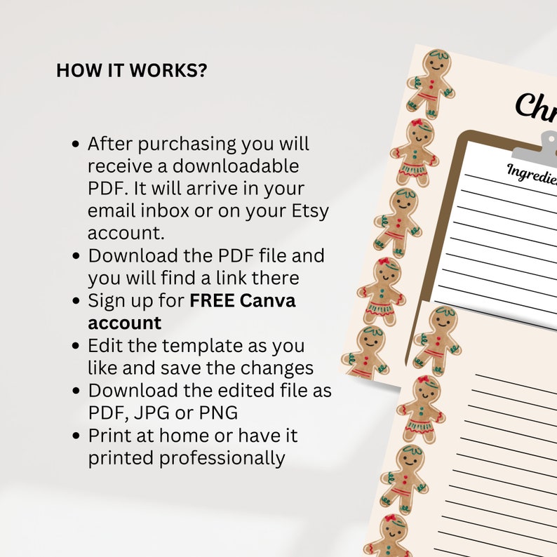 Christmas Recipe Card Template | Editable Christmas Cookies Recipe Card ...