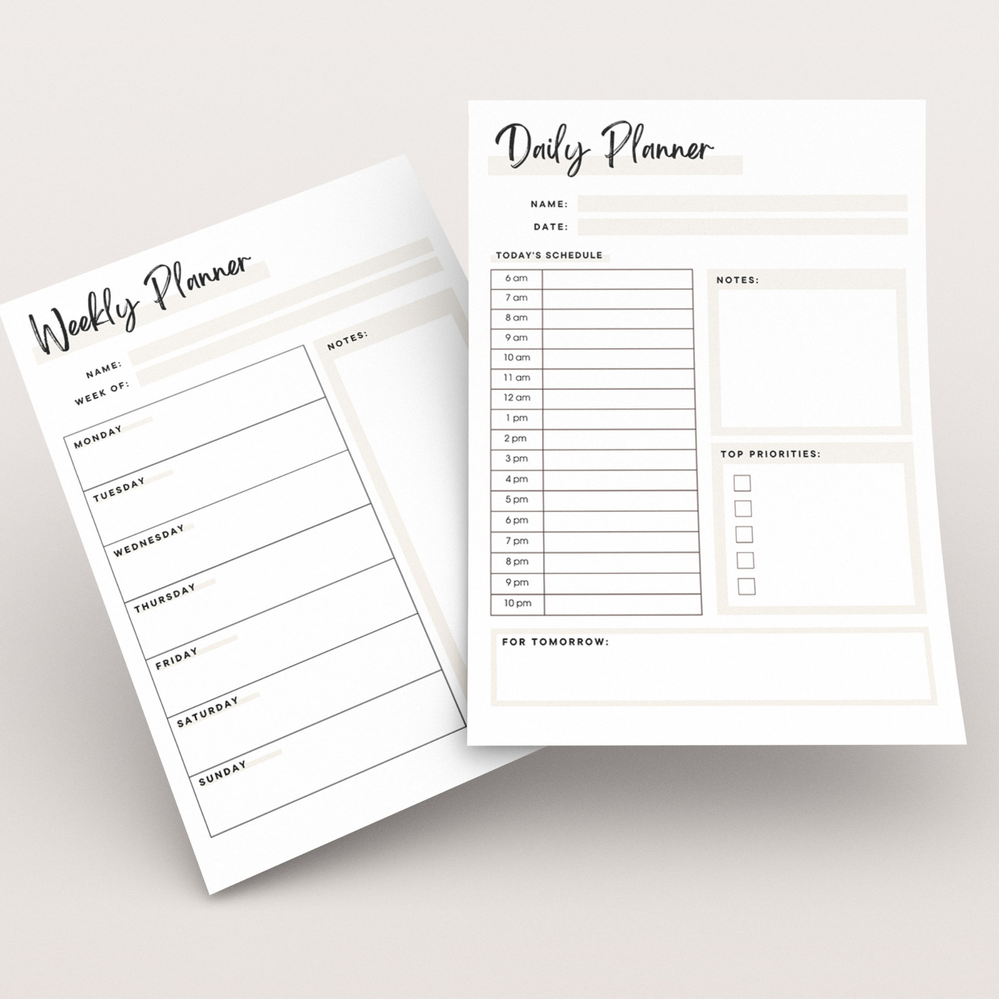 Printable Planner Templates Bundle 5 Designs Digital PDF Files Instant ...