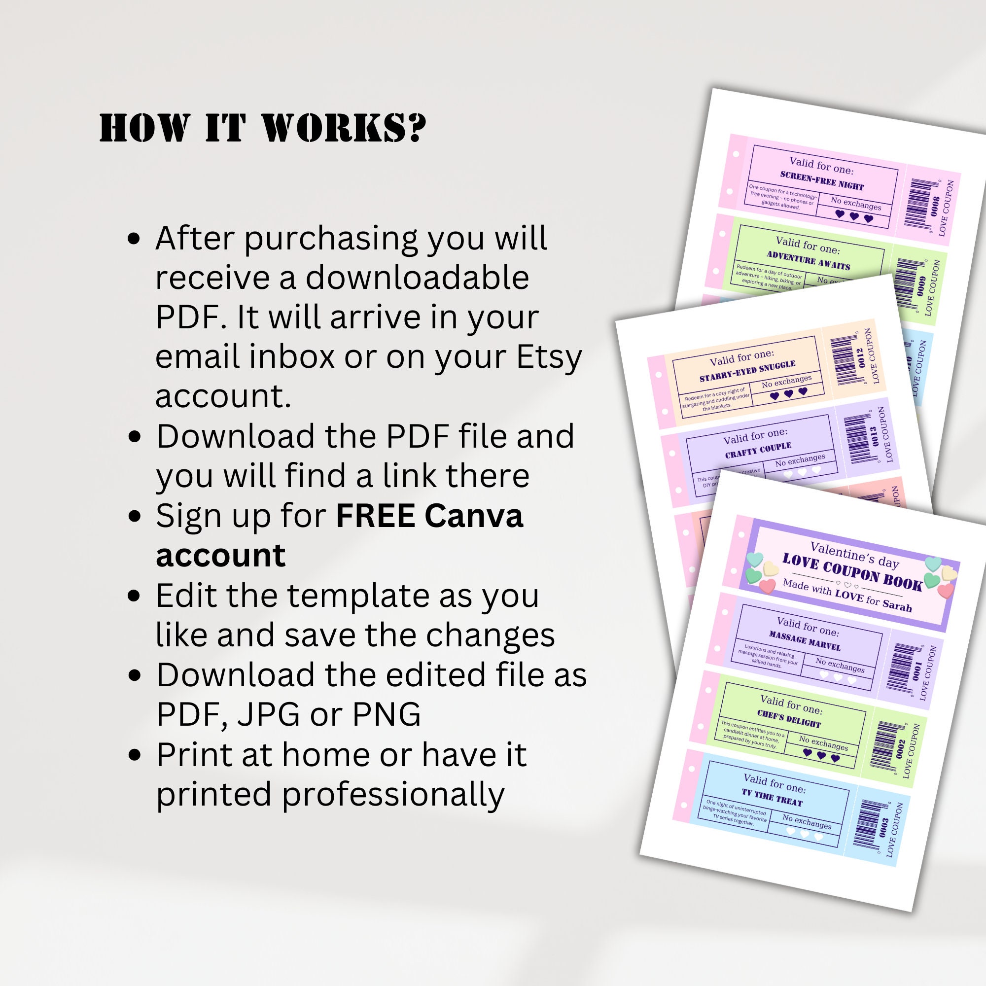 Pastel Love Coupons Book Valentine's Day Love Coupons Printable ...