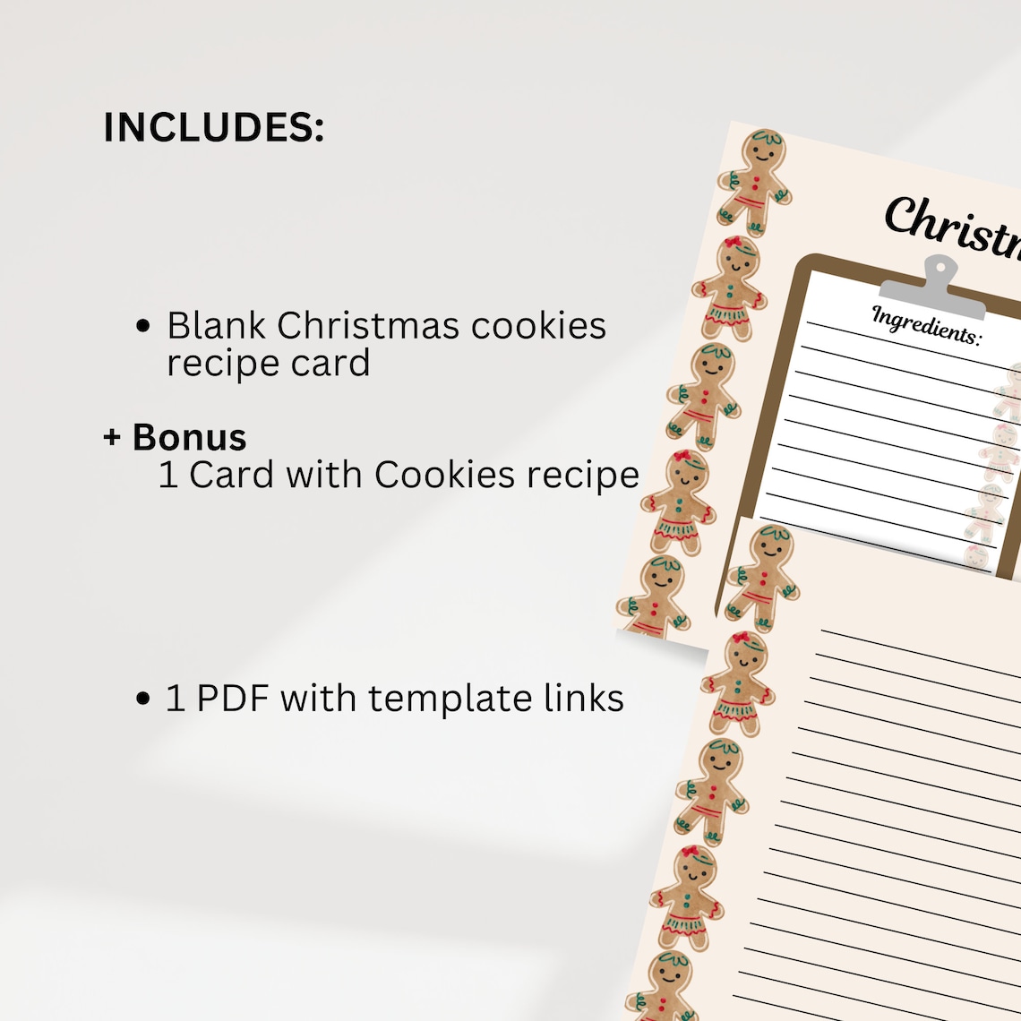 Christmas Recipe Card Template | Editable Christmas Cookies Recipe Card ...