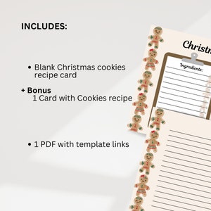 Christmas Recipe Card Template | Editable Christmas Cookies Recipe Card ...