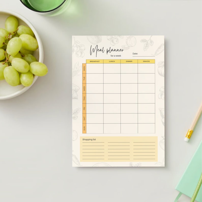 Printable Weekly Meal Planner | Weekly Food Planner | Shopping List ...