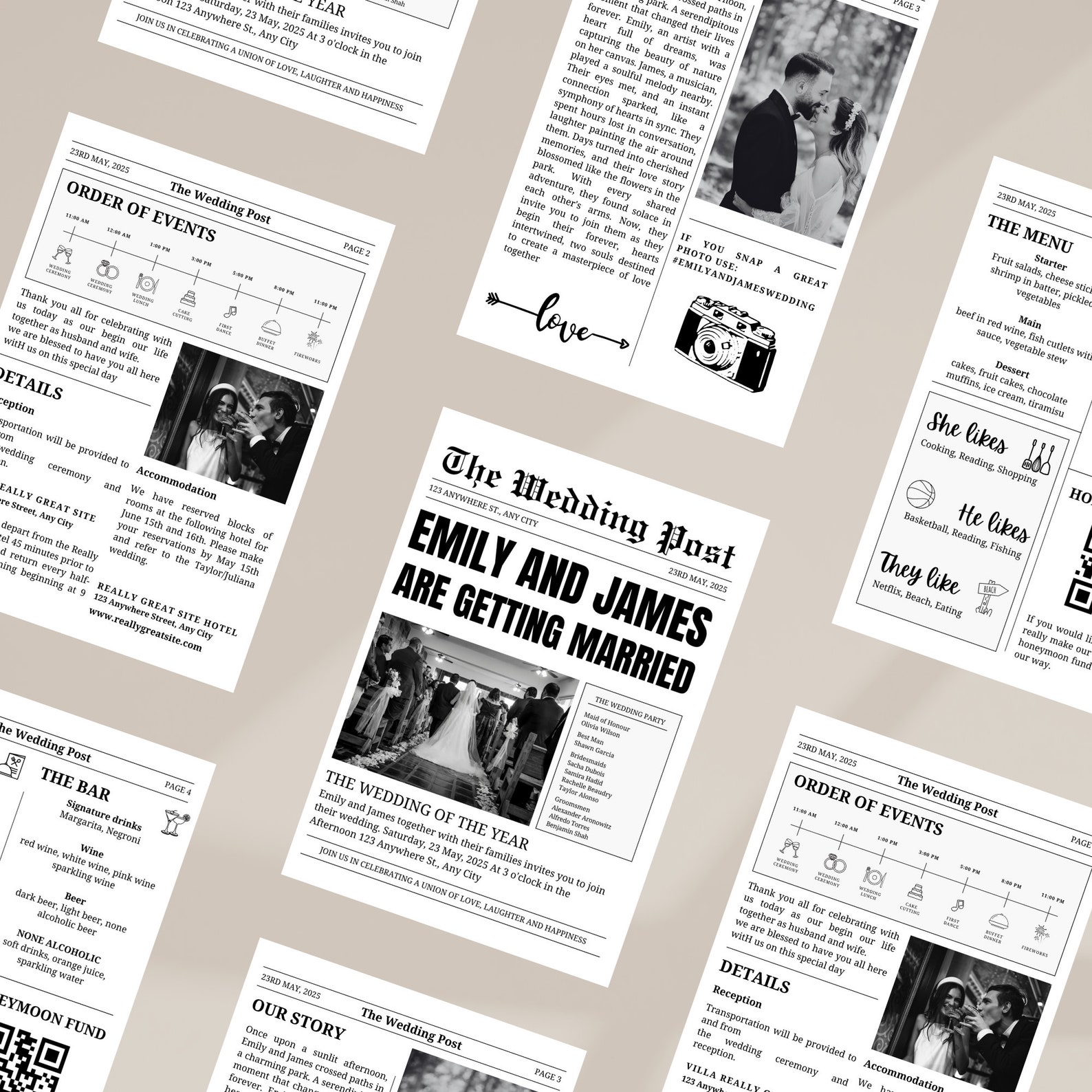 Editable Wedding Newspaper Invitation Template - Personalise Your Love ...