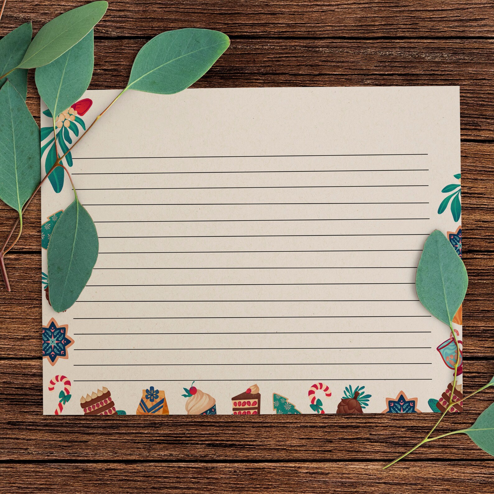 Christmas Recipe Card Template | Holiday Cookie Recipe Card | Custom ...