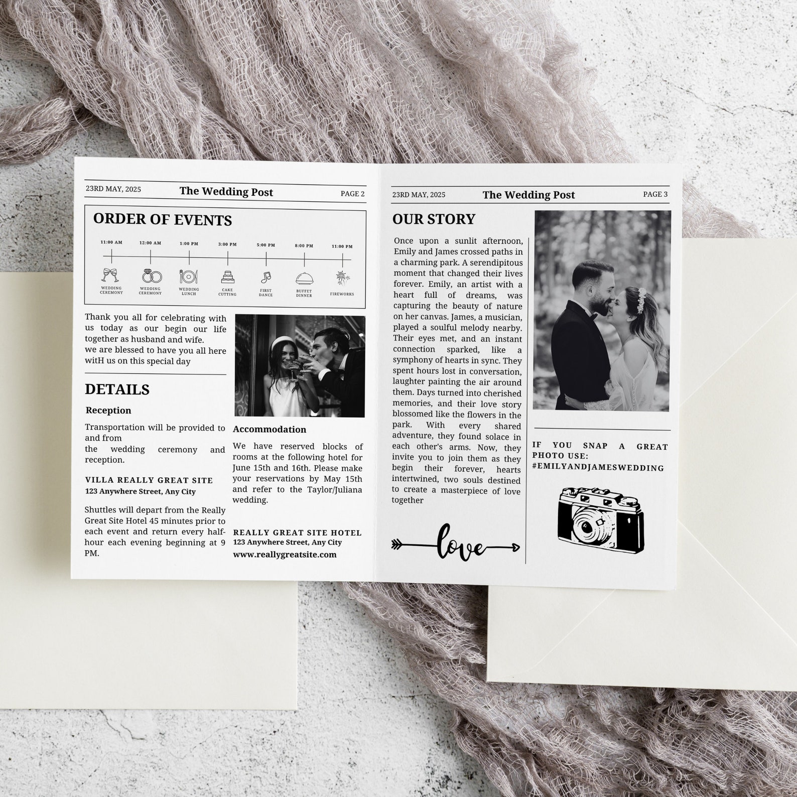 Editable Wedding Newspaper Invitation Template - Personalise Your Love ...