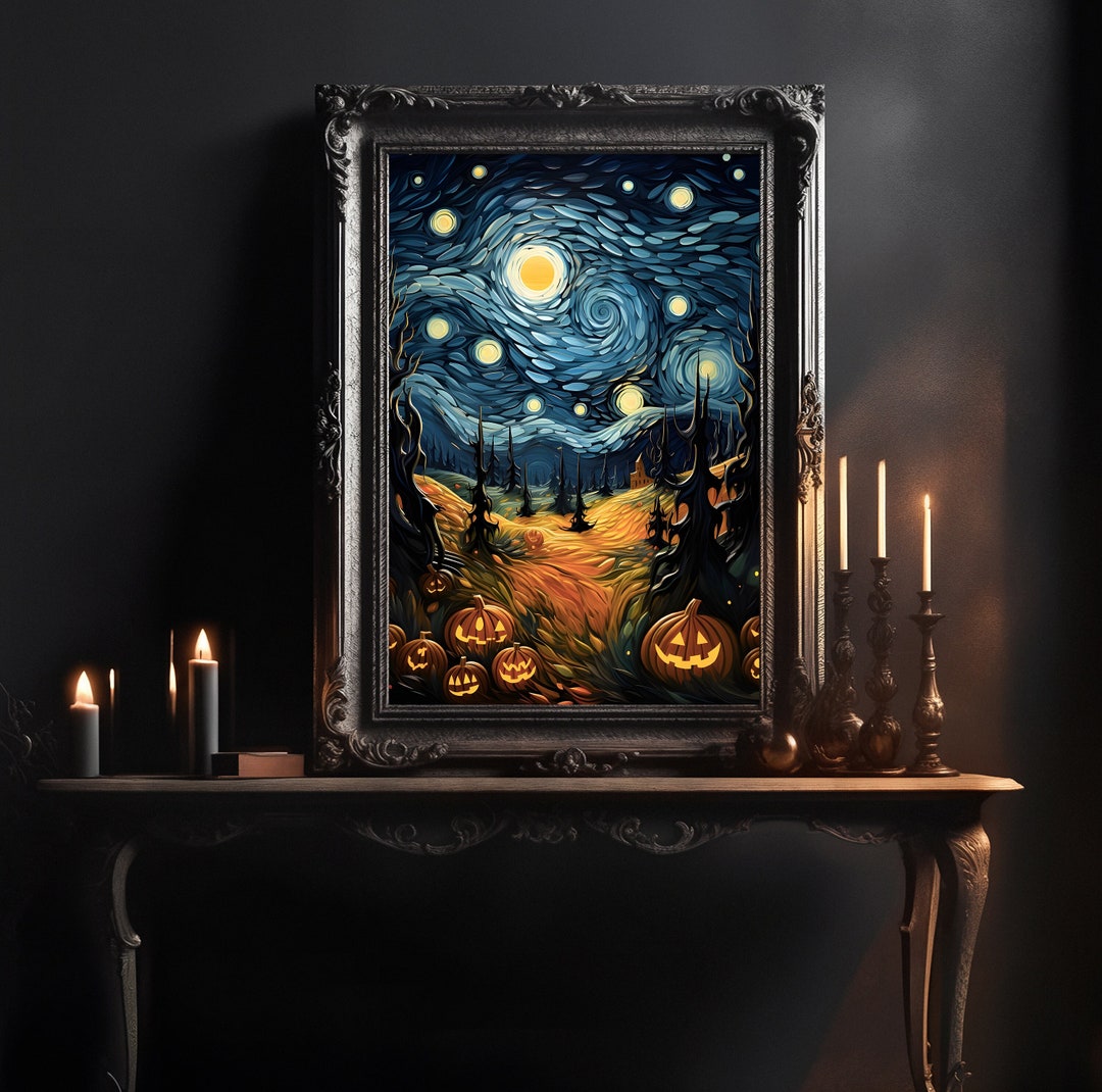 Starry Night Halloween Theme Vincent Van Gogh Halloween - Etsy