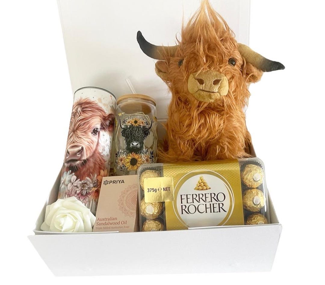 Highland Cow Gift Box Hamper With Tumbler. Magnetic Close Box. - Etsy