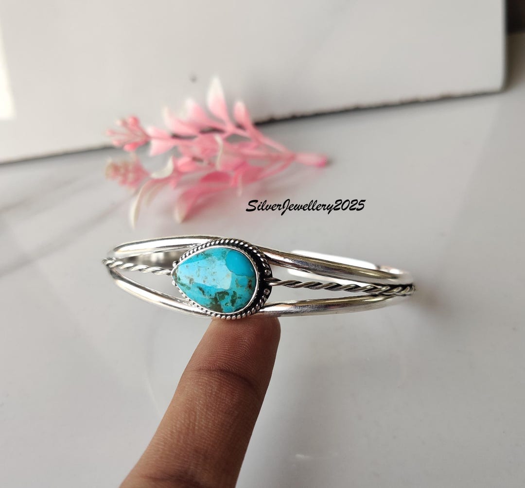 Kingman Turquoise Bangle: 925 Sterling Silver Handmade Bangle - Etsy