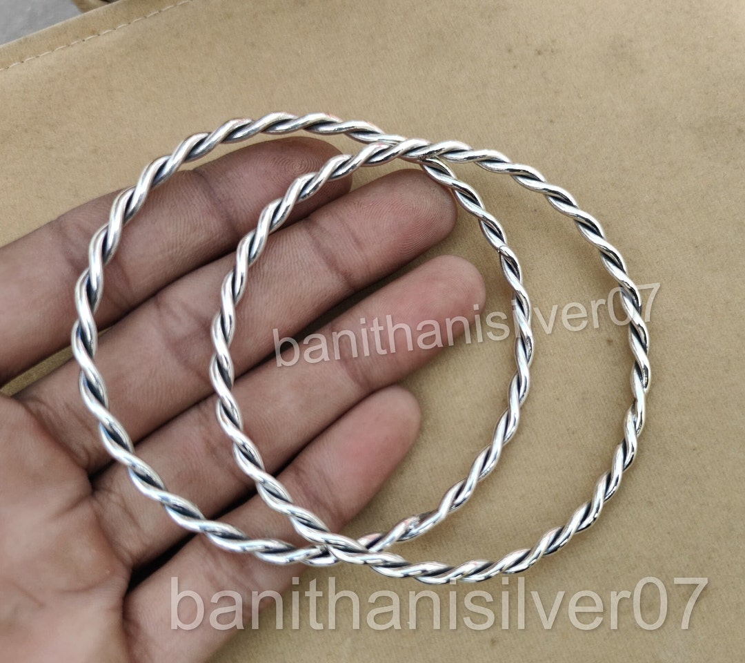 Solid 925 Sterling Silver Rope Twist Bangle for Woman ,heavy Twisted ...