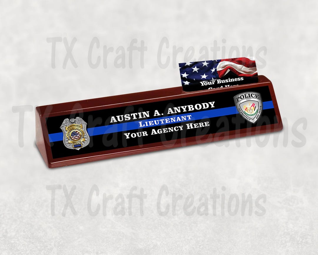 DESK NAME PLATE With Business Card Holder Police Officer Law ...