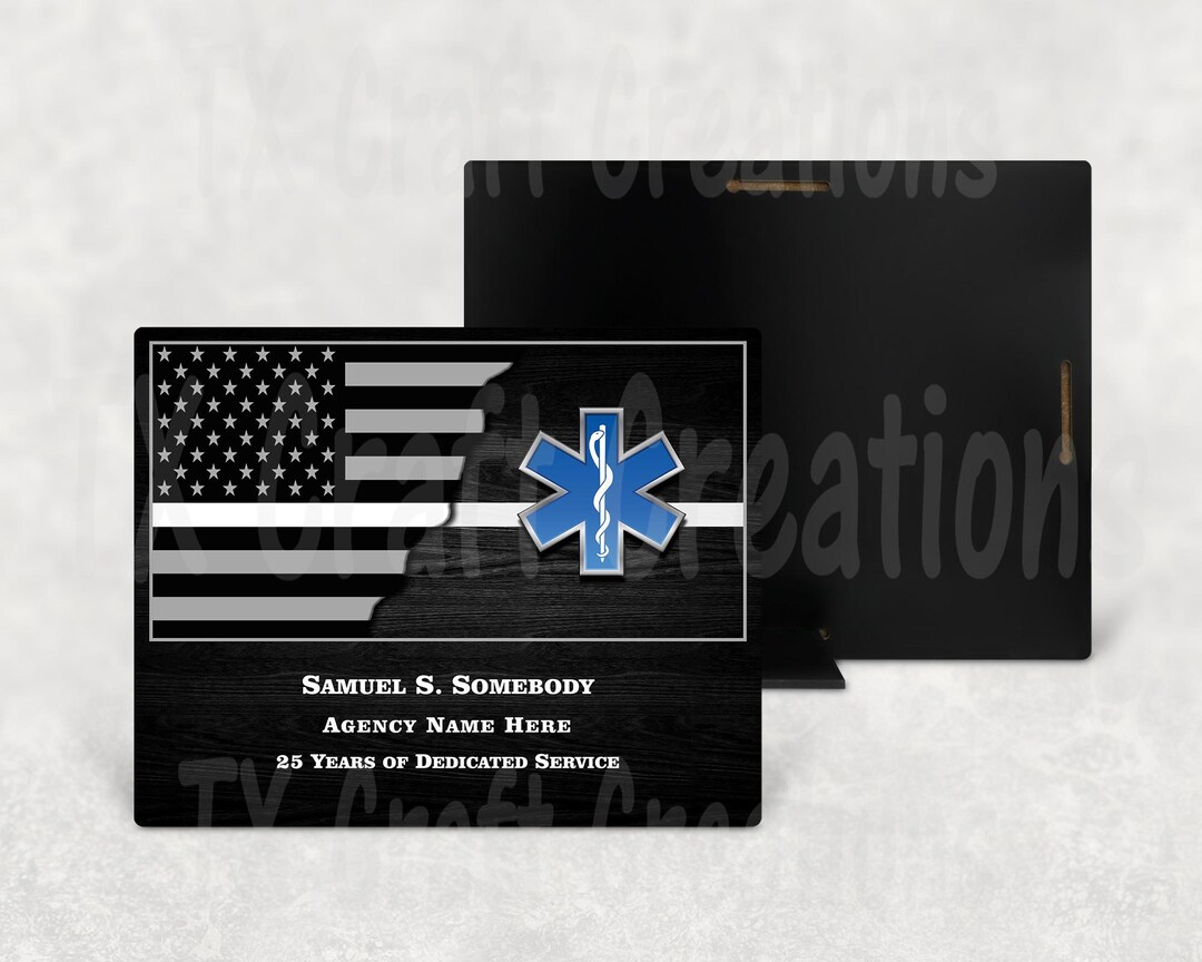 THIN WHITE LINE 10x8 Plaque Photo Panel Personalized Emt/ Ems Award ...