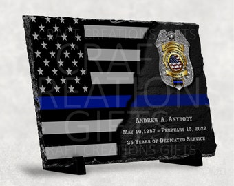 THIN BLUE LINE Flag Recognition Plaque Law Enforcement Police Sheriff ...