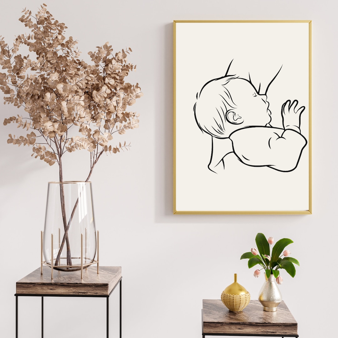 Breastfeeding Art Print: One Line Mother and Baby (digital Download) - Etsy