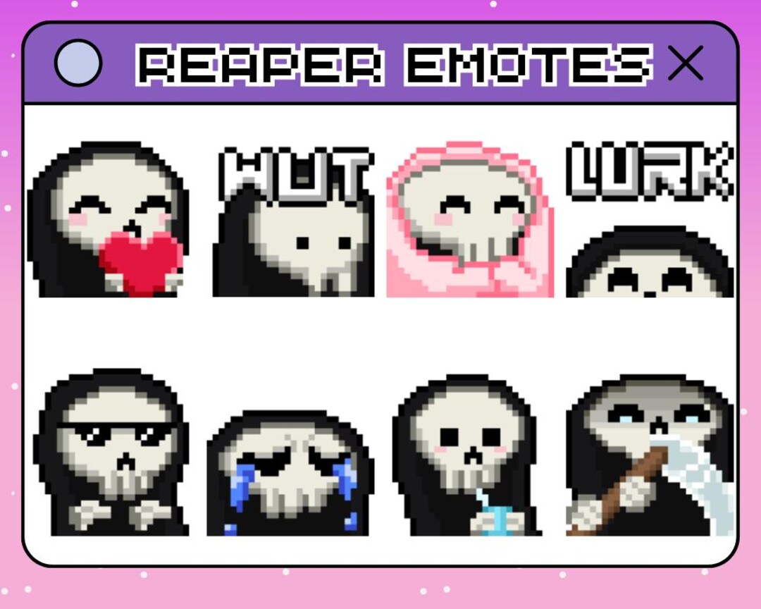 Pixel Grim Reaper Twitch Emotes | Spooky Reaper Stream Graphics - Etsy