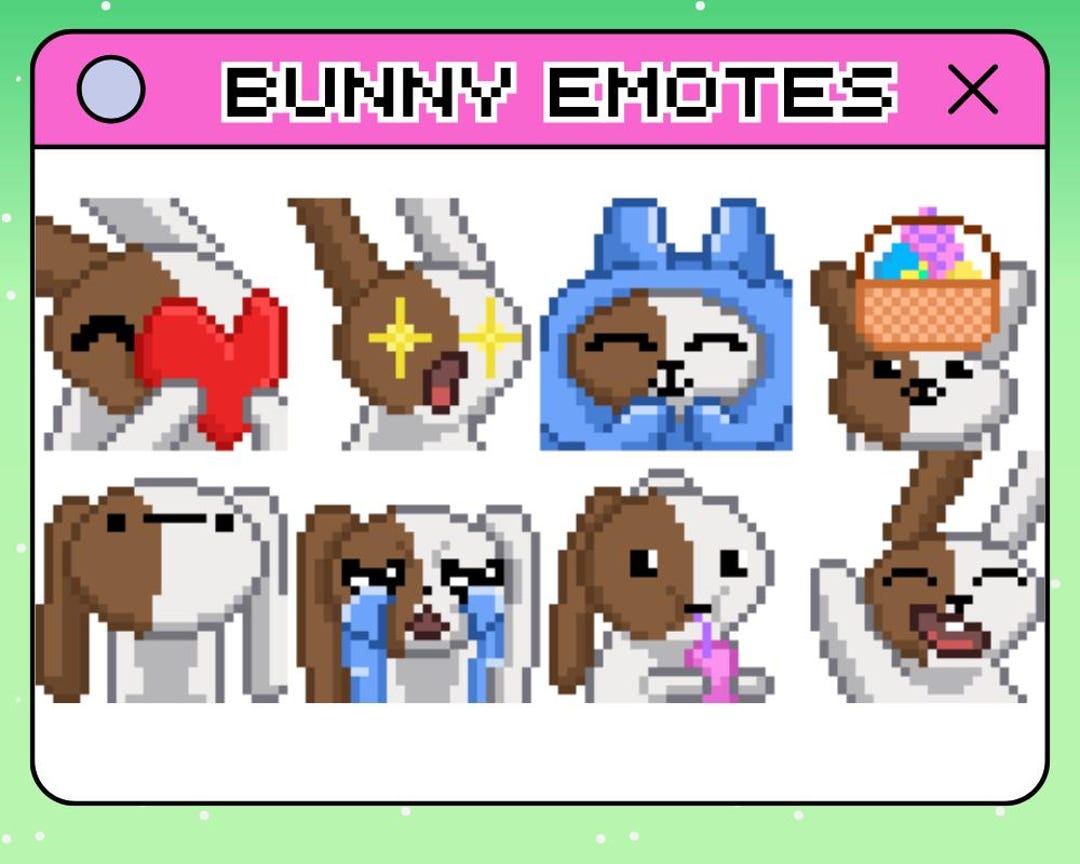 Pixel Easter Bunny Twitch Emotes | Cute Spring Bunny Stream Graphics - Etsy