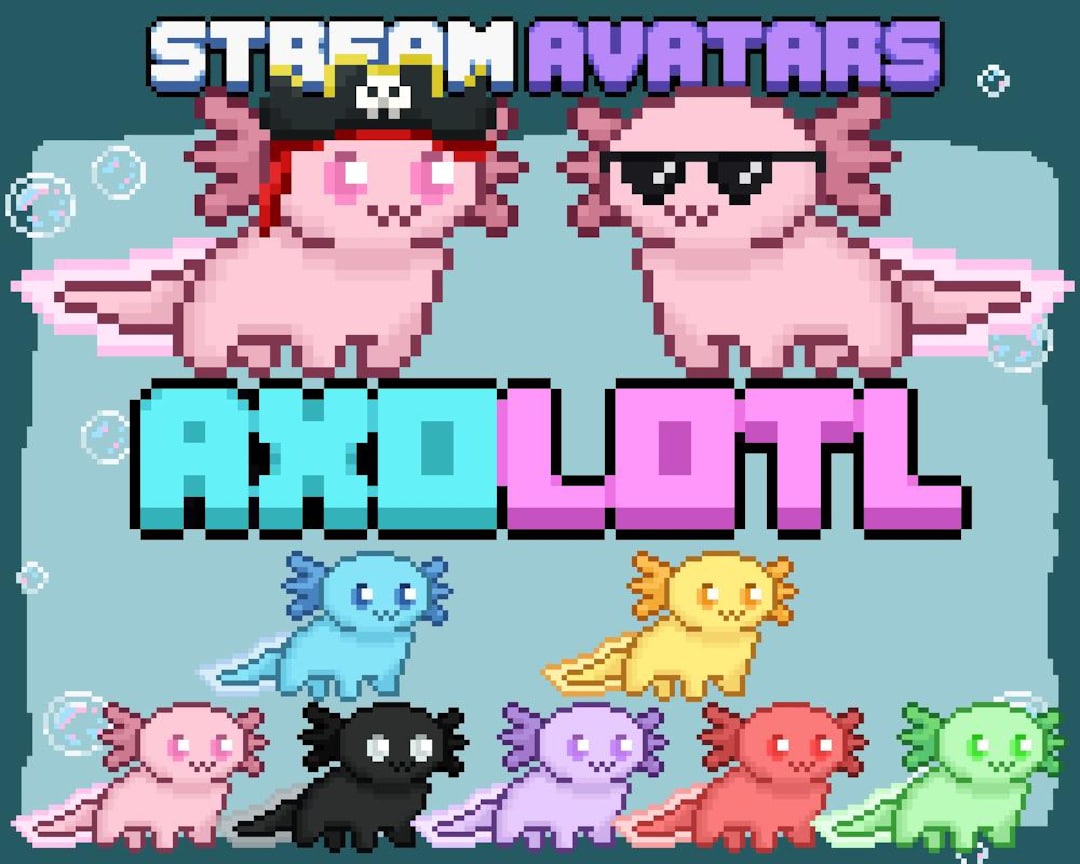 Cute Axolotl Stream Avatar With Colors & Gear - Etsy