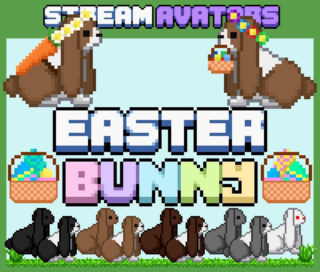 Pixel Easter Bunny Stream Avatars | Cute Spring Bunny Avatars for ...