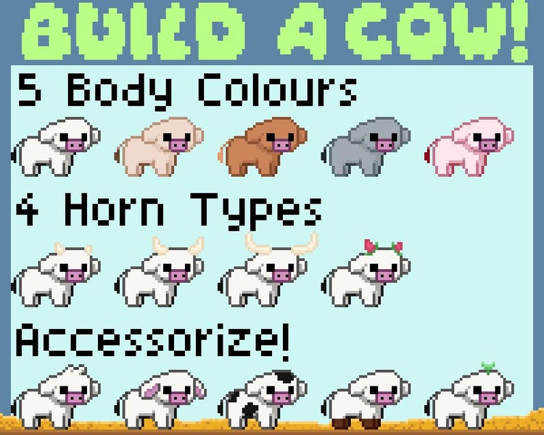Cute Cow Stream Avatar With Colors & Gear - Etsy