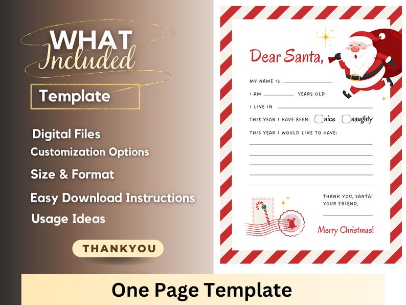 Christmas Wish List Printable, Letter to Santa, Christmas Printable for ...