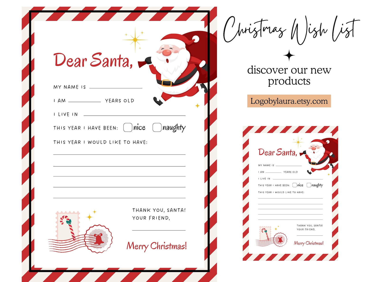 Christmas Wish List Printable, Letter to Santa, Christmas Printable for ...
