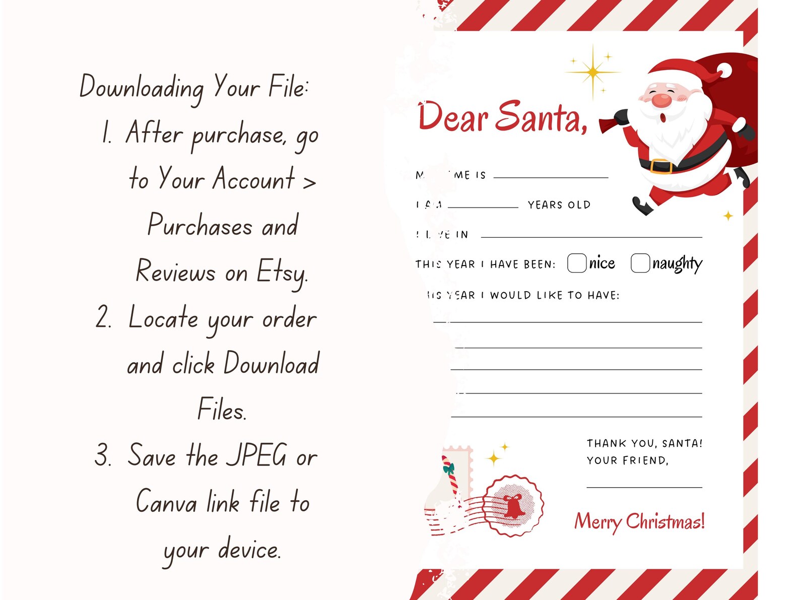 Christmas Wish List Printable, Letter to Santa, Christmas Printable for ...