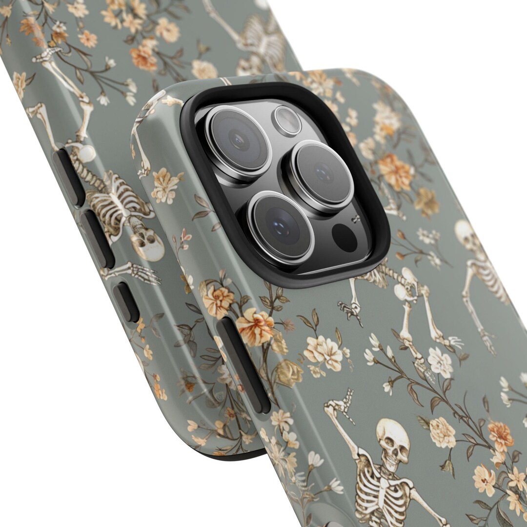 Skeleton Floral Gothic Aesthetic Phone Case - Vintage Flowers and Dark ...
