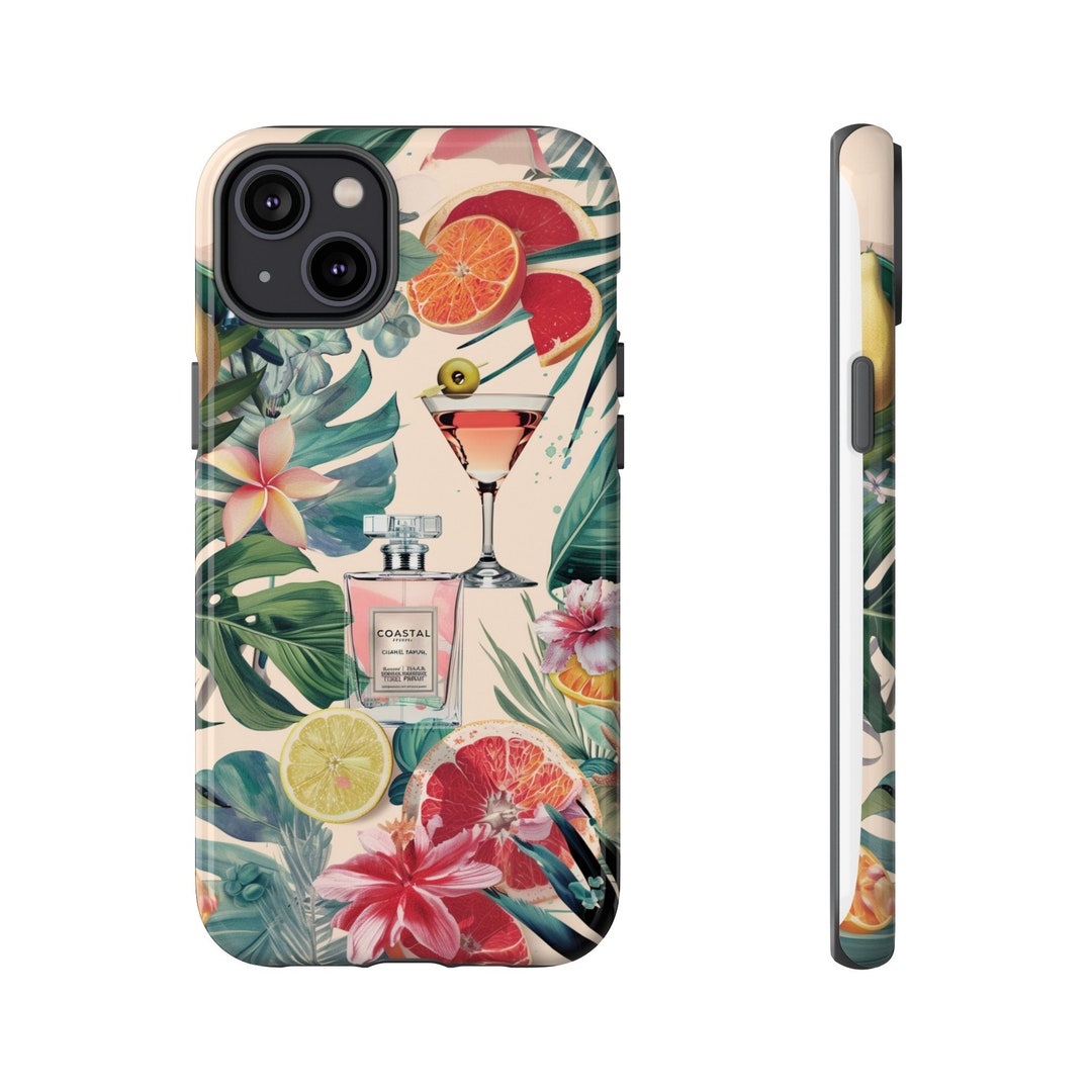 Tropical Cocktail and Perfume Bottle Phone Case Vibrant Floral and ...