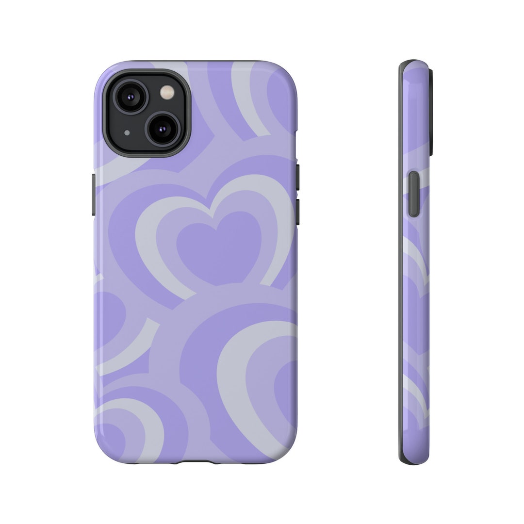 Pastel Purple Heart Pattern Phone Case - Retro Groovy Design | Cute and ...