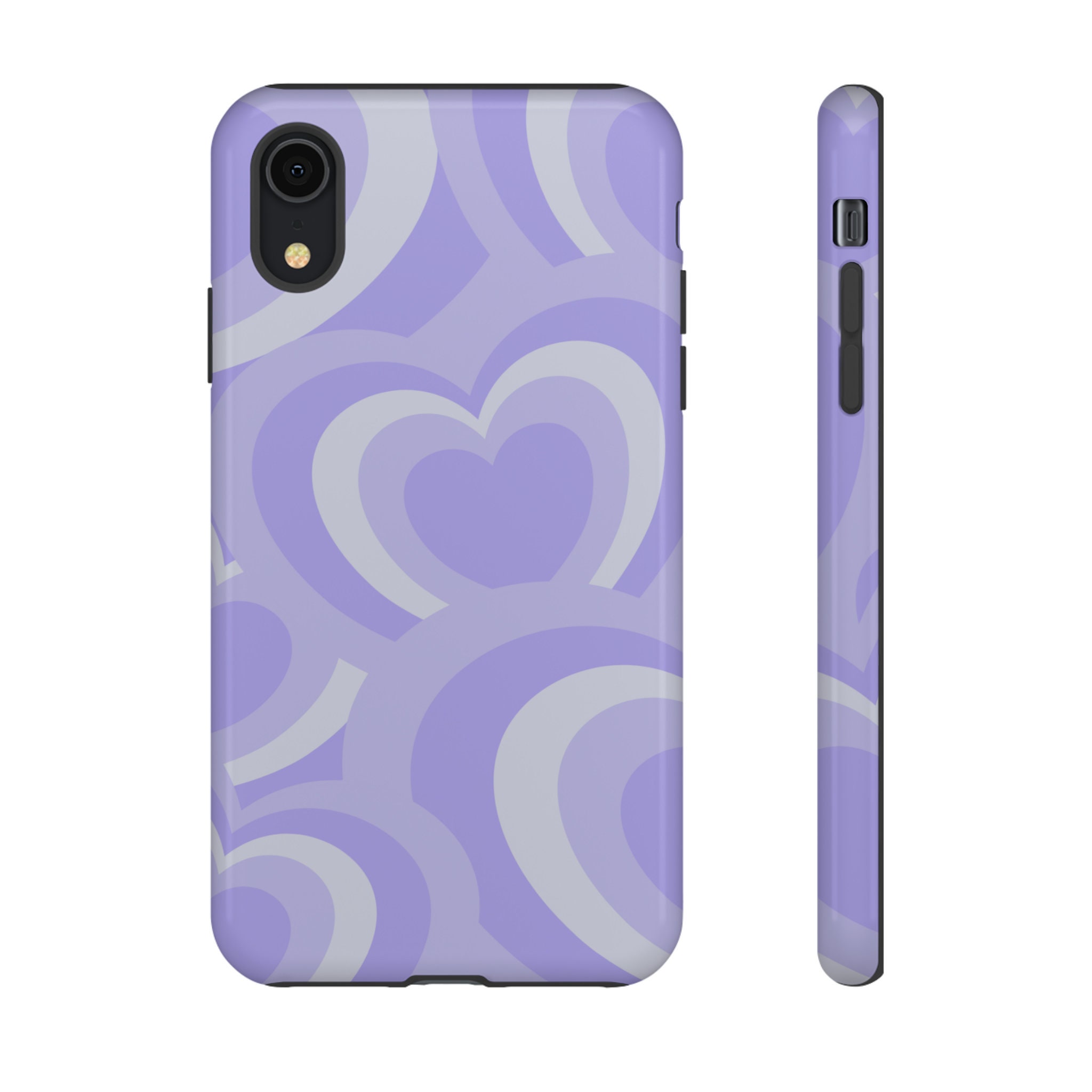 Pastel Purple Heart Pattern Phone Case - Retro Groovy Design | Cute and ...