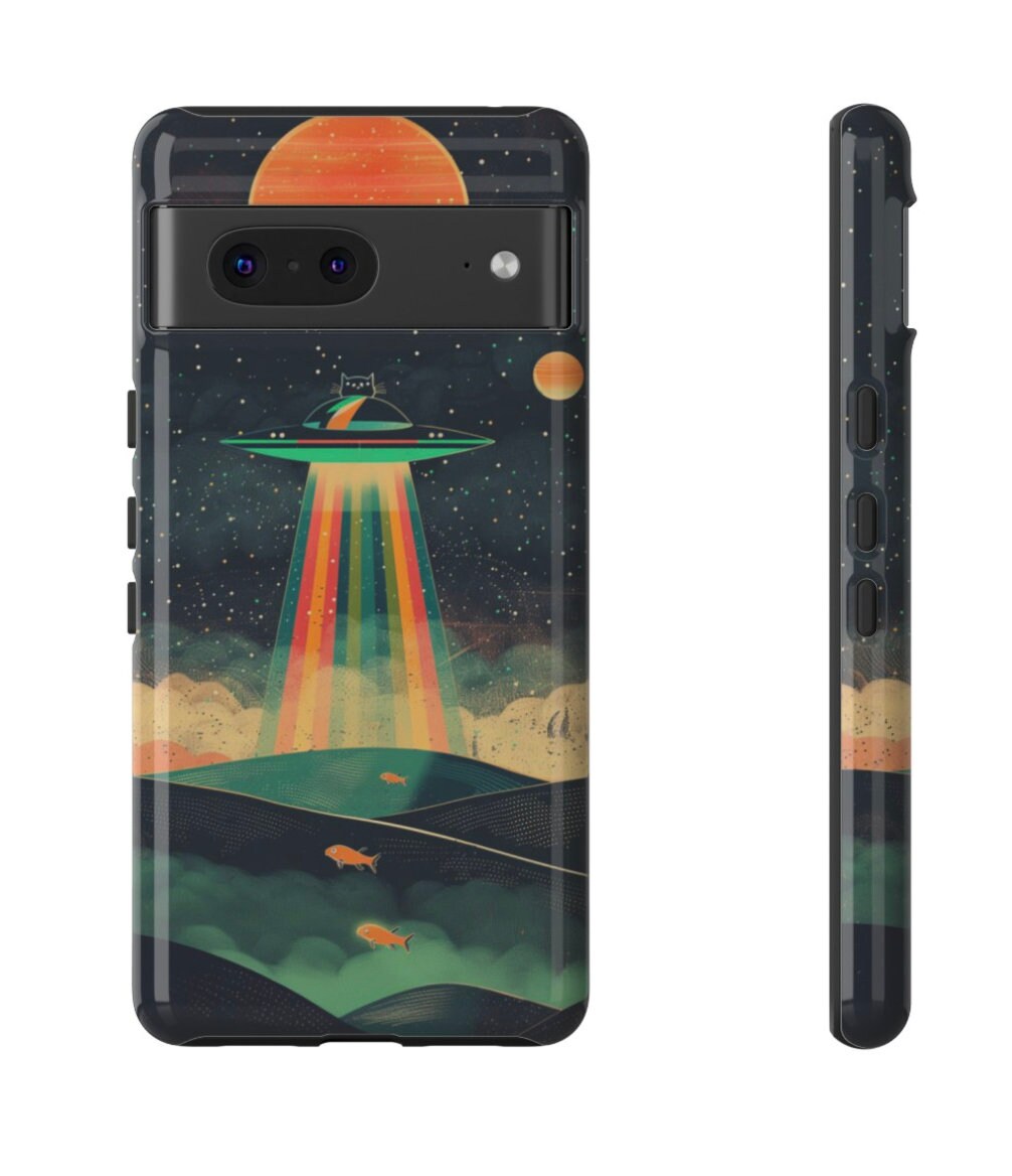 Cat UFO Space Adventure Phone Case - Cosmic Art and Alien Kitty Design ...