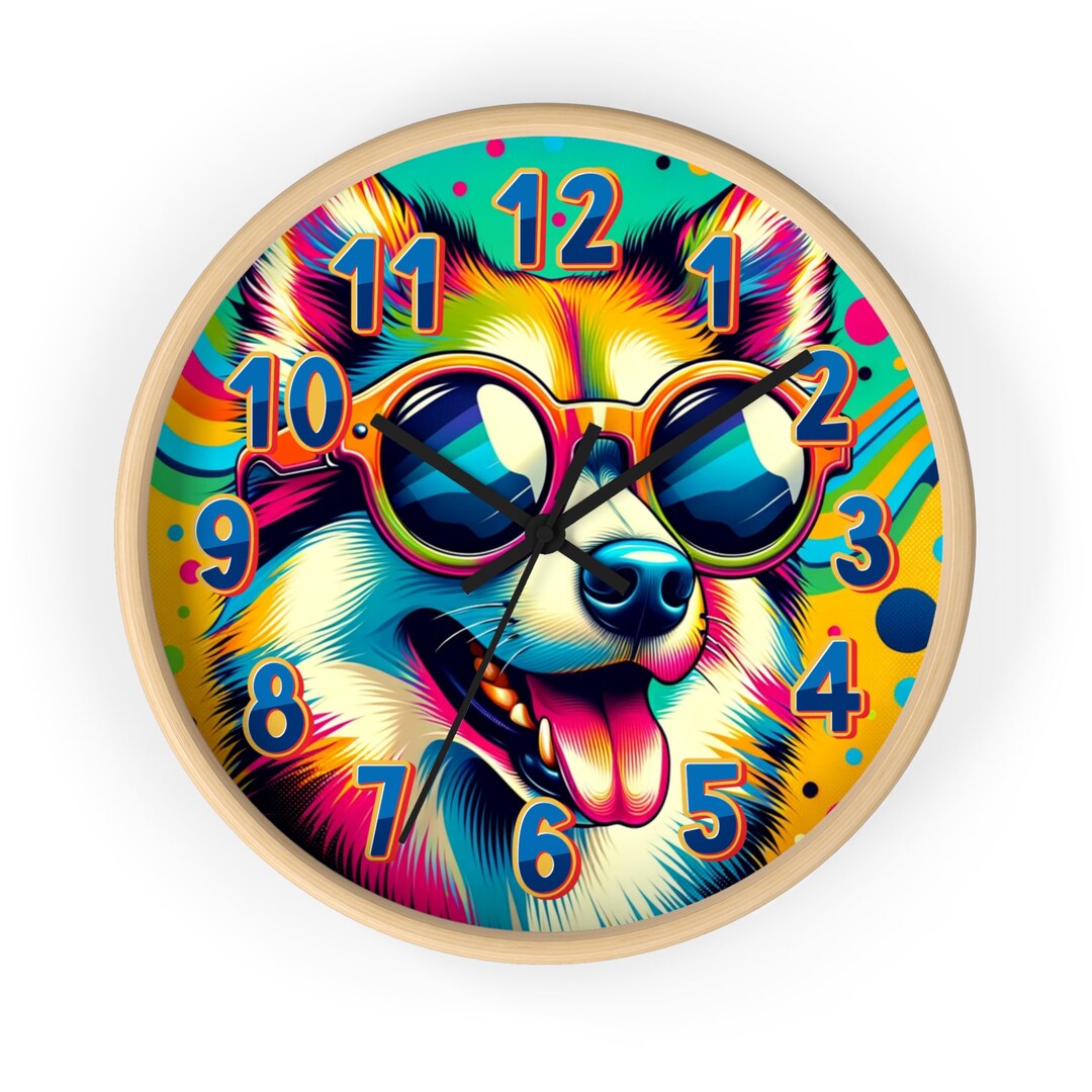 Retro Atomic Dog Wall Clock Unique Decor for Dog or Cat Lovers, Silent ...