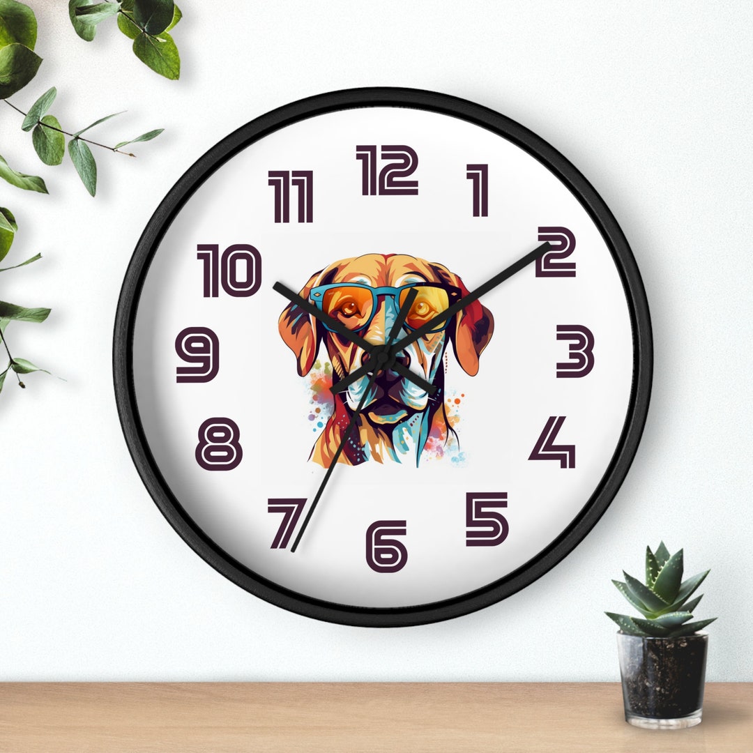 Colorful Abstract Dog Clock - Modern Dog Lover Gift, Vibrant Wall Decor ...