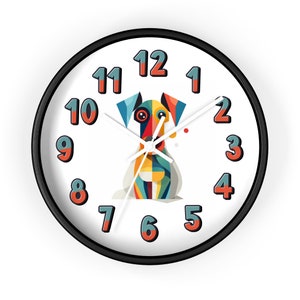 Abstract Dog Wall Clock - Colorful Dog Lover Decor, Modern Home ...