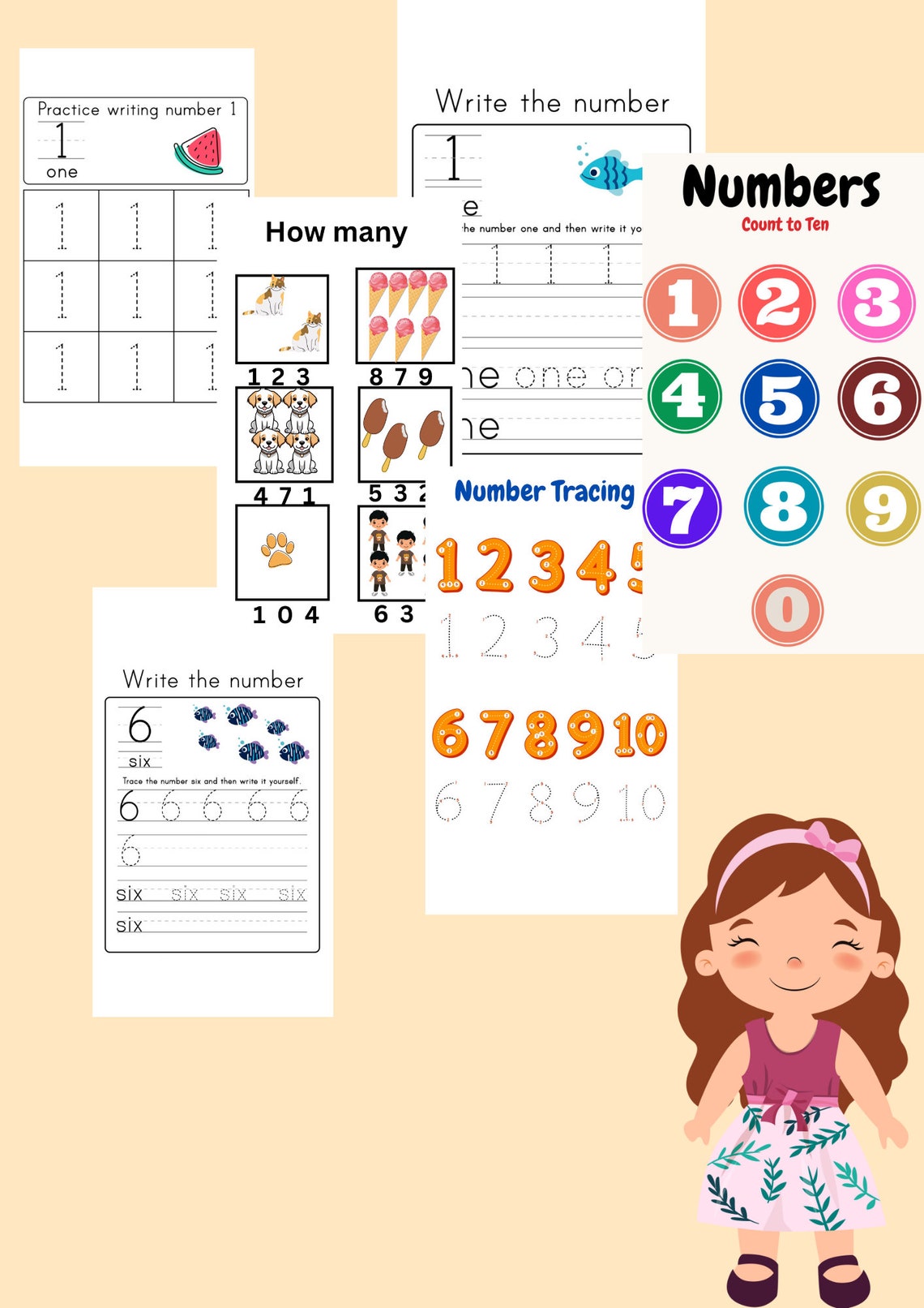 Number Poster and Worksheets for Kids Toddler Numbers Workbook Number ...