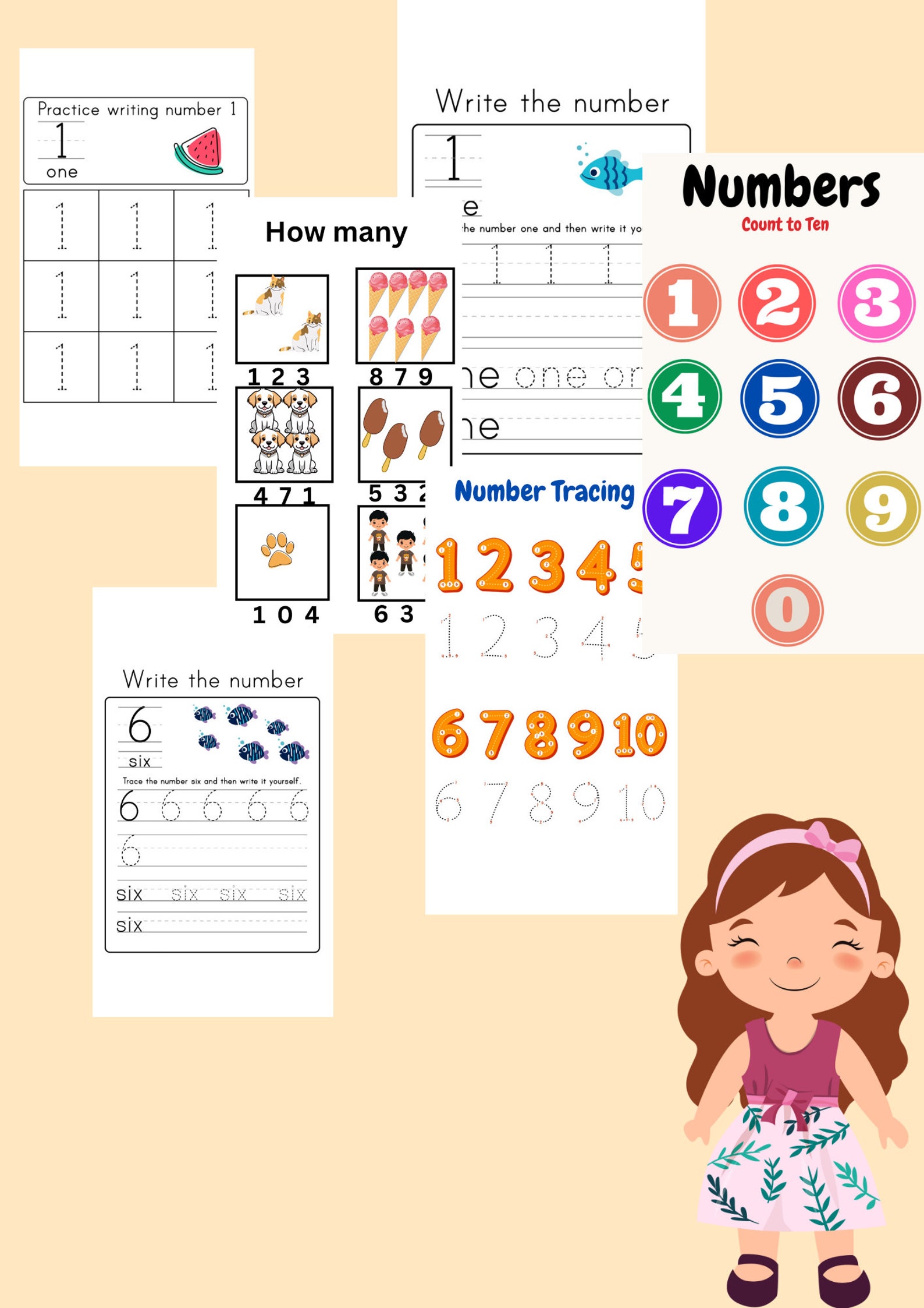 Number Poster and Worksheets for Kids Toddler Numbers Workbook Number ...