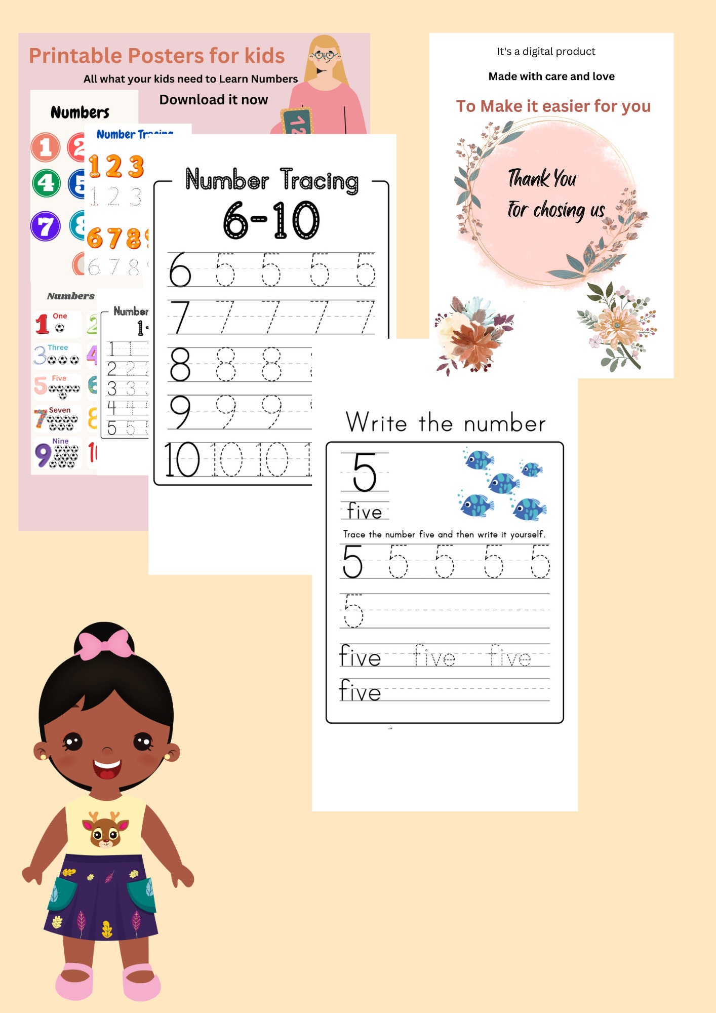 Number Poster and Worksheets for Kids Toddler Numbers Workbook Number ...
