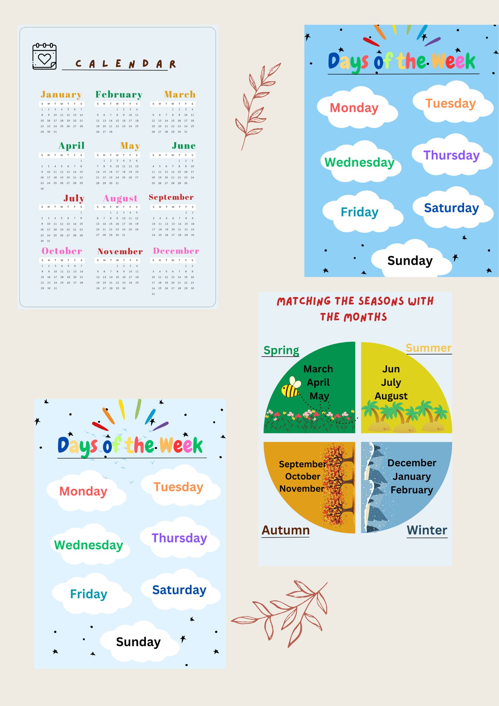 Educational Learning Printable Posters for Kids Toddler - Etsy